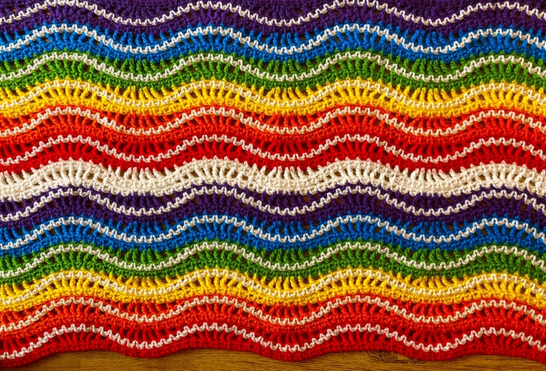 Rainbow Ripple Blanket Crochet Pattern//ripple Rainbow Afghan Crochet ...