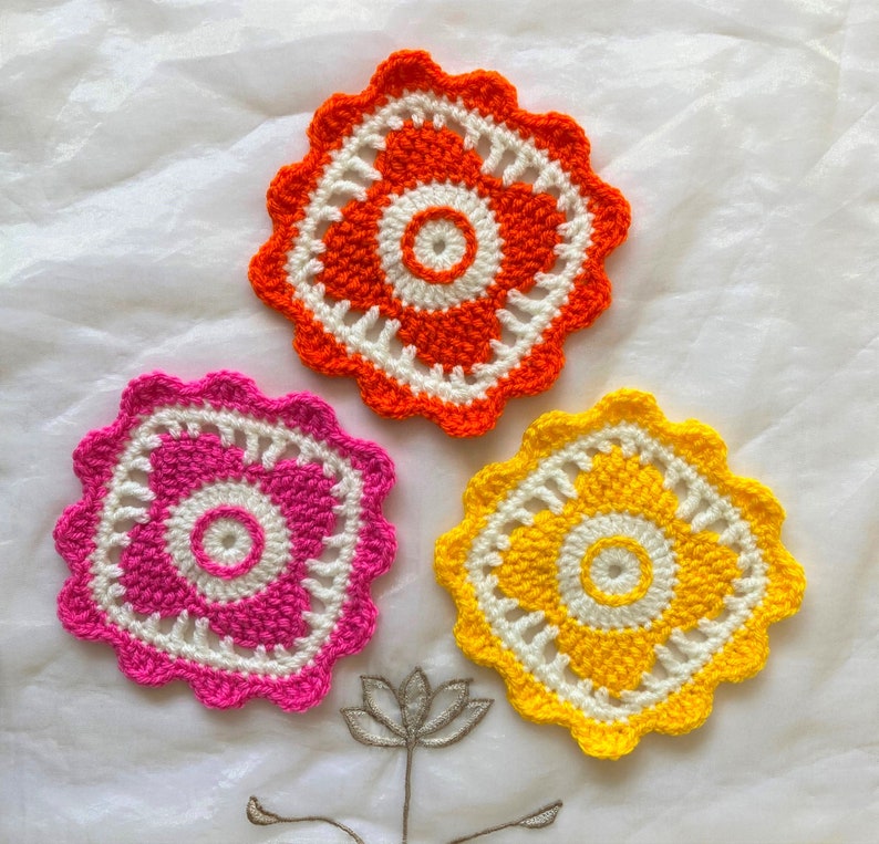 Flower Square Coaster Crochet Pattern/pdf With Step by Step Photo ...