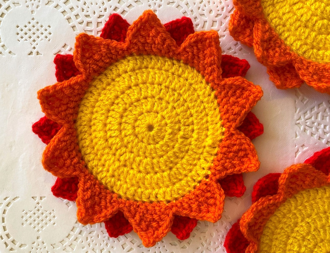 Sun Coaster Crochet Pattern/pdf File With Step by Step Photo Tutorial ...