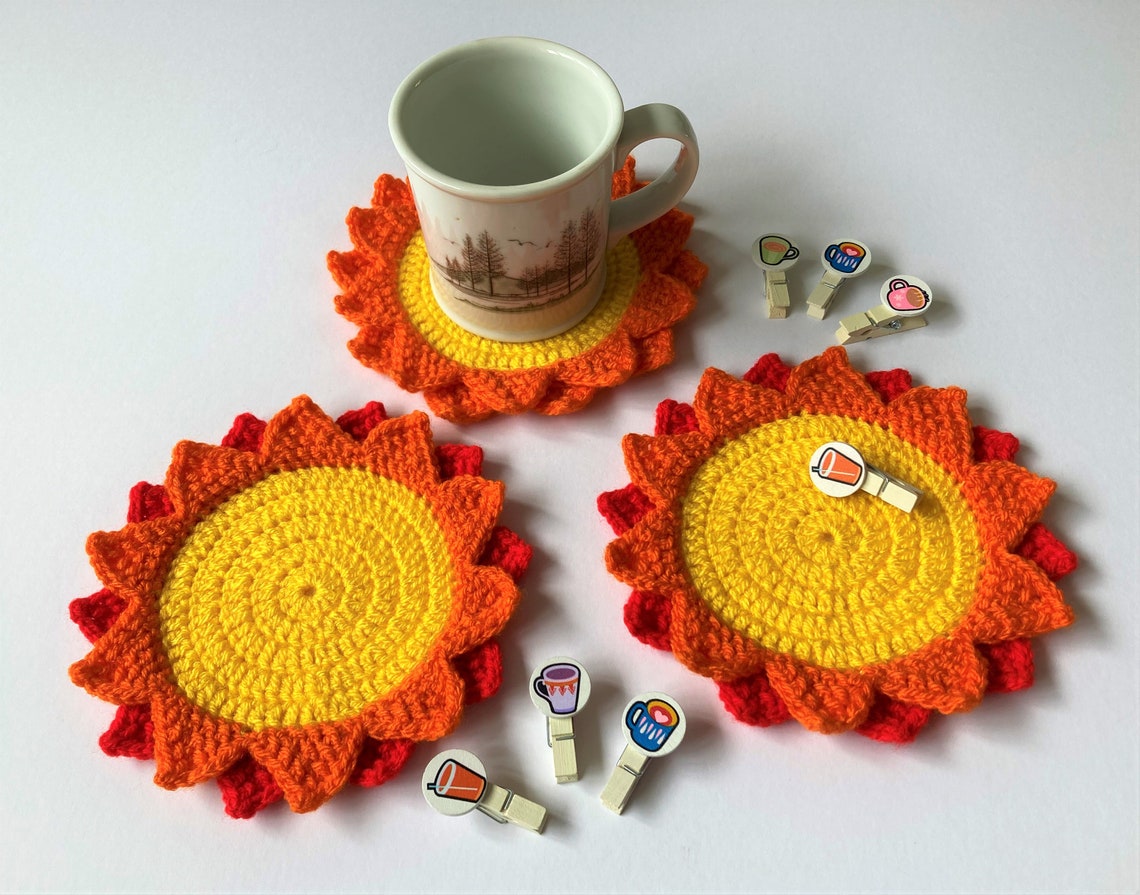 Sun Coaster Crochet Pattern/pdf File With Step by Step Photo - Etsy
