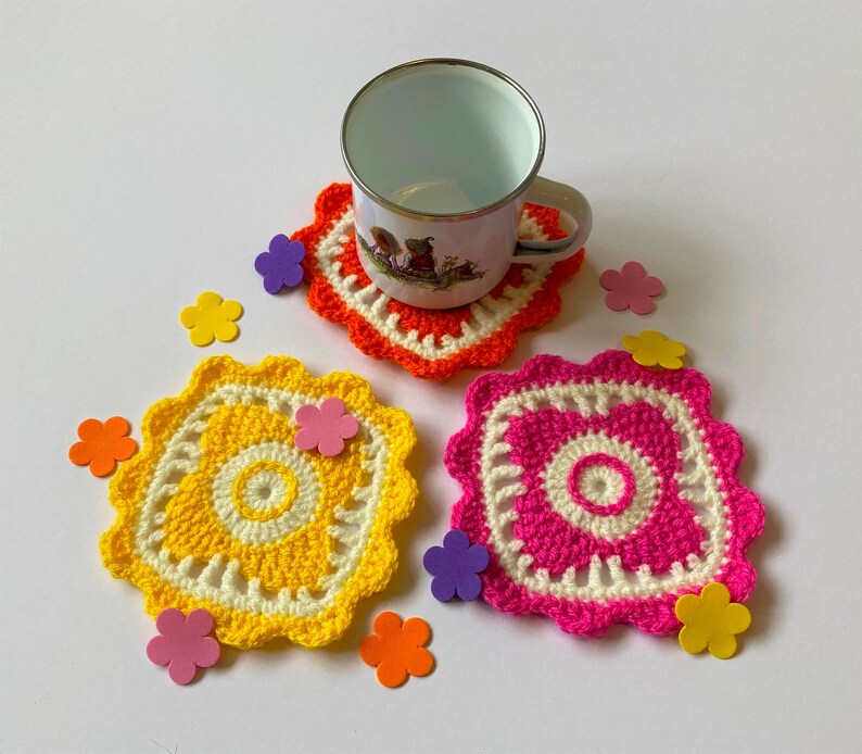 Flower Square Coaster Crochet Pattern/pdf With Step by Step Photo ...