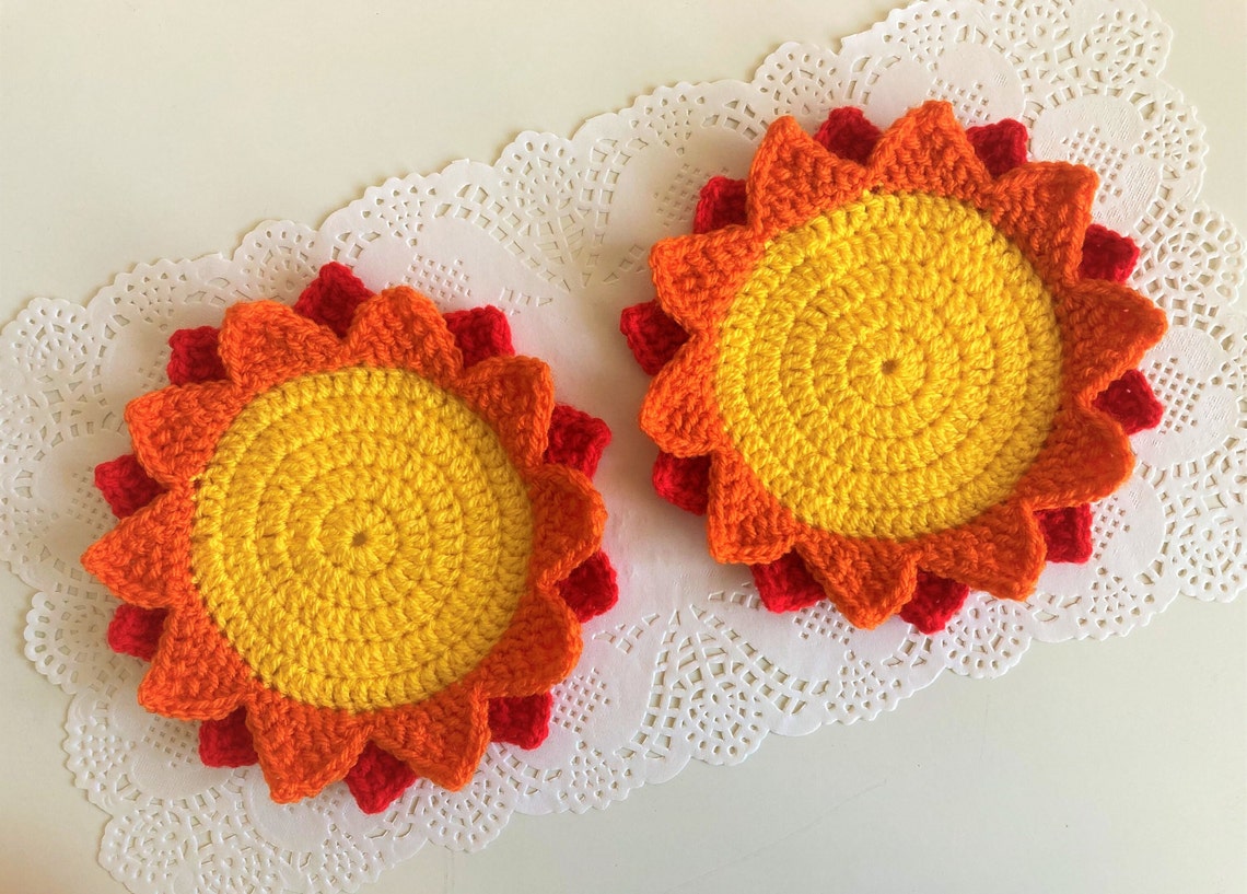 Sun Coaster Crochet Pattern/pdf File With Step by Step Photo - Etsy