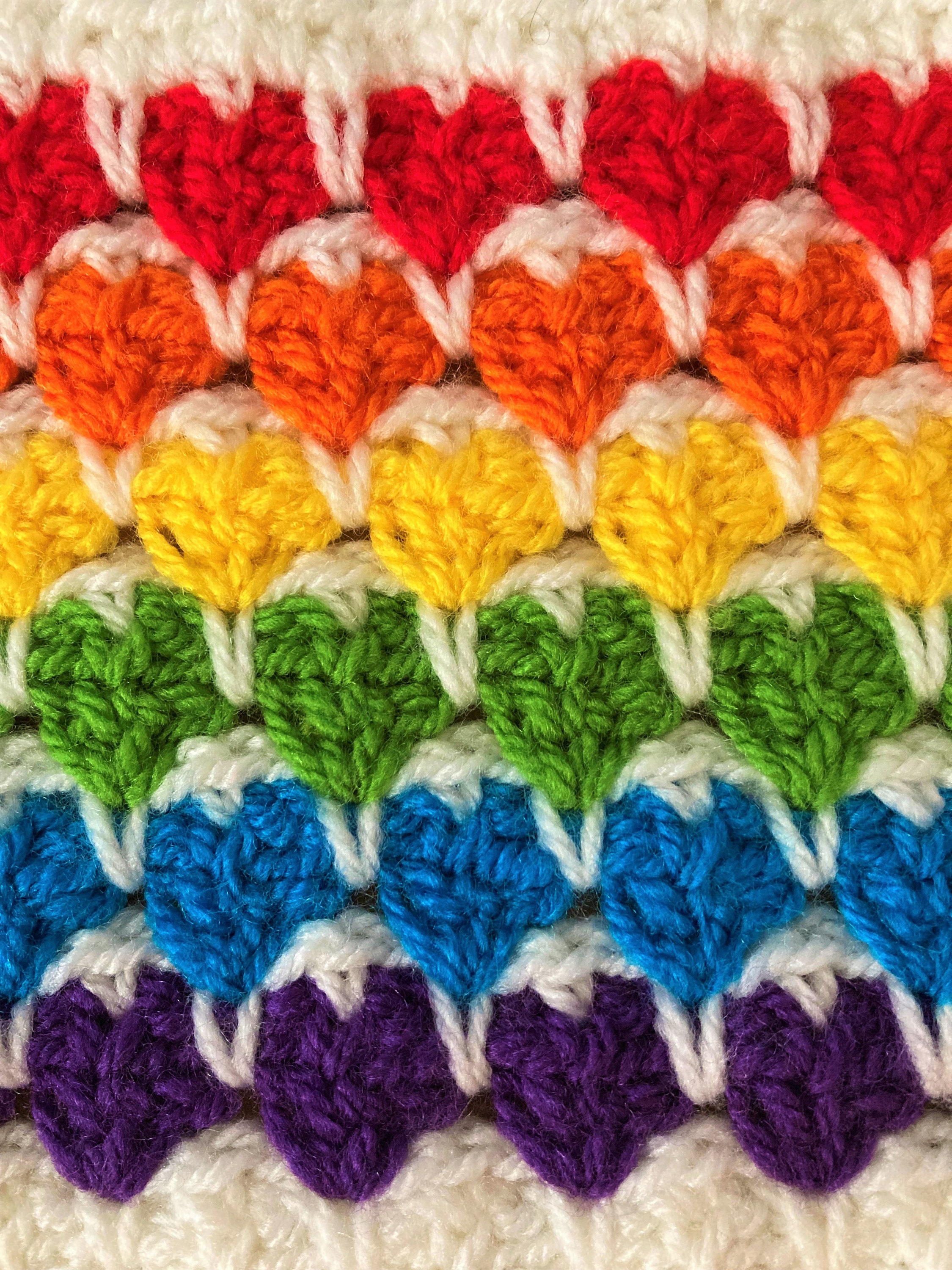 Hearts Rainbow Afghan Crochet Pattern/rainbow Blanket Crochet Pattern ...