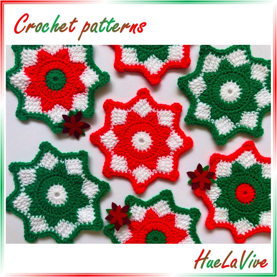 Christmas Coaster Crochet Pattern/xmas Flower Mug Rug/christmas Crochet ...