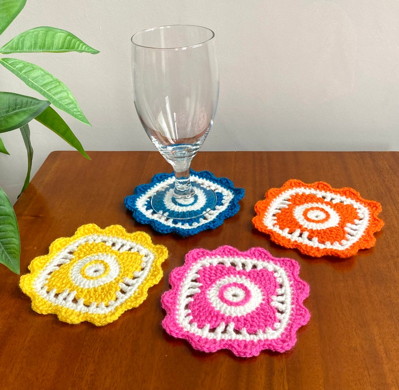 Flower Square Coaster Crochet Pattern/pdf With Step by Step Photo Tutorial/home Décor Crochet ...
