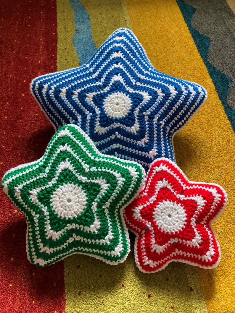 Crochet Star Pillow Patterns//small, Medium & Large Sizes//star Crochet ...