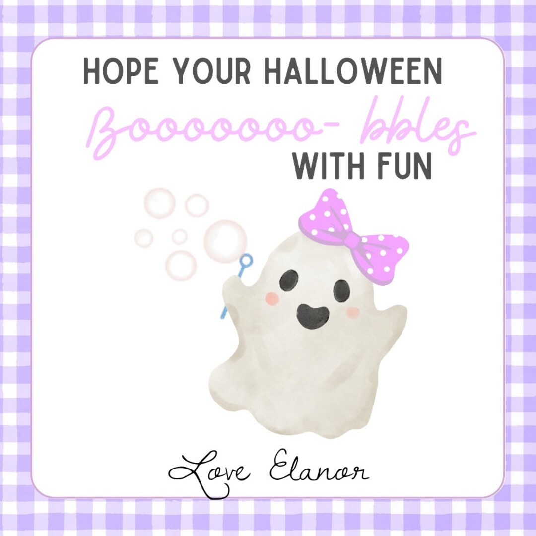 Bubble Halloween Treat Tag Cute Happy Halloween Pumpkin - Etsy