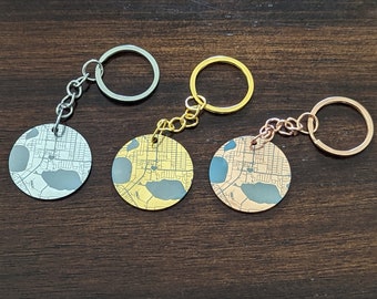 Custom MAP KEYCHAIN / Custom Vintage Map Key Chain / You Pick - Etsy