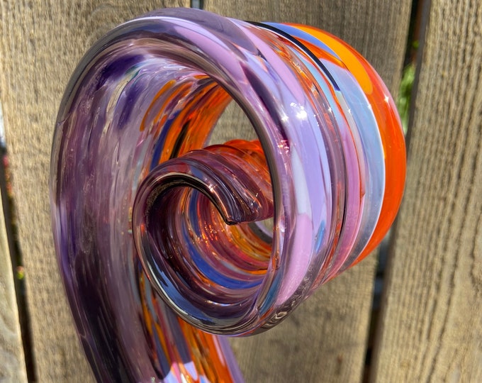 Glass Yard Art Glass Garden Stakes Glass Fiddlehead - Etsy