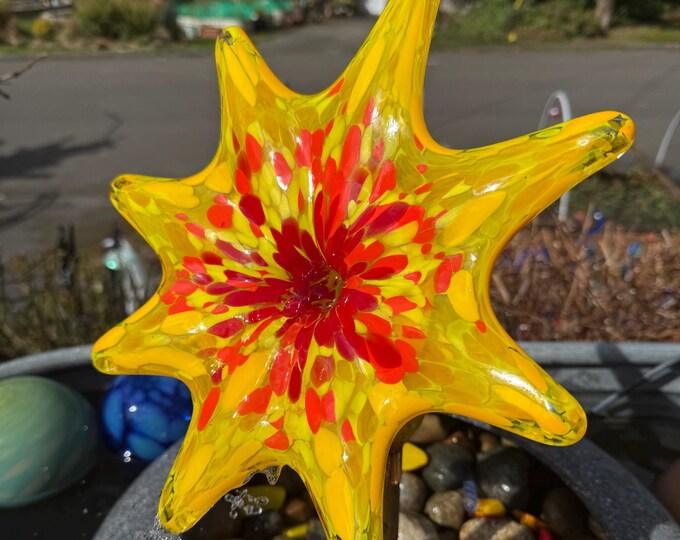 Outdoor Water Fountain, Blown Glass Flower, Water Spitter, Father and ...