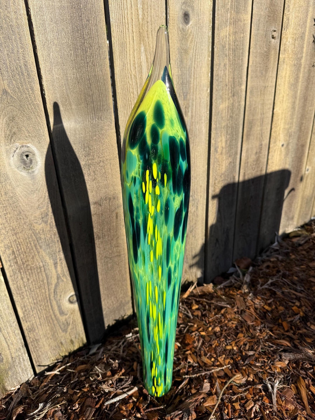 Unique Blown Glass, Tall Hollow Spire, Glass Garden Art, Father and Son ...