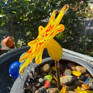 Blown Glass Flower, Outdoor Fountain, Water Spitter, Father and Son ...