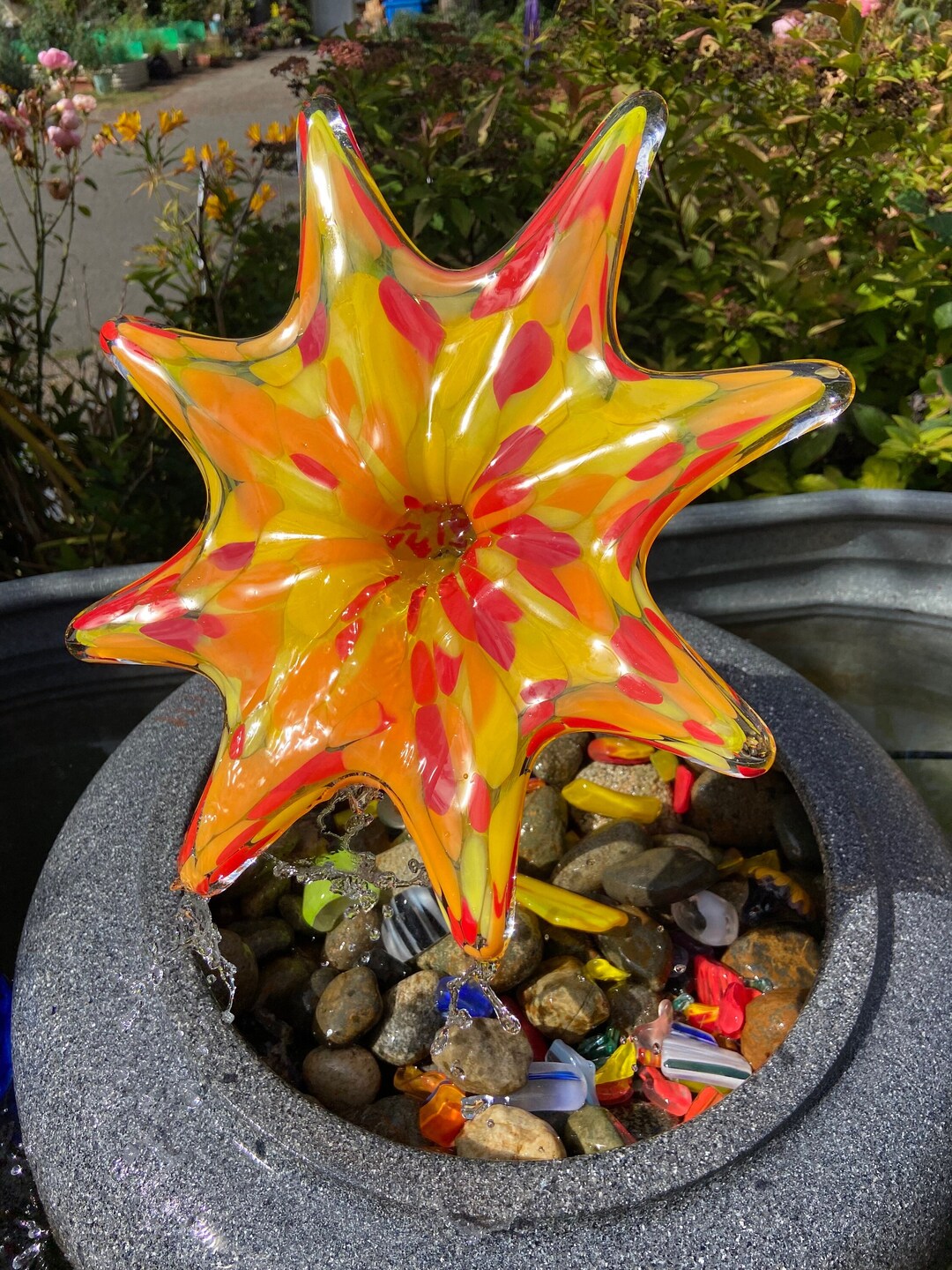 Glass Flower, Water Spitter for Outdoor Fountain, Father and Son Glass ...