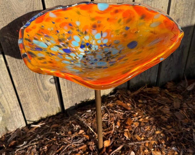 Unique Blown Glass Birdbath, Glass Bird Bath, Garden Art, Father and ...