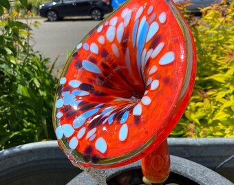 Blown Glass Flower, Glass Garden Art, Outdoor Fountain, Father and Son ...
