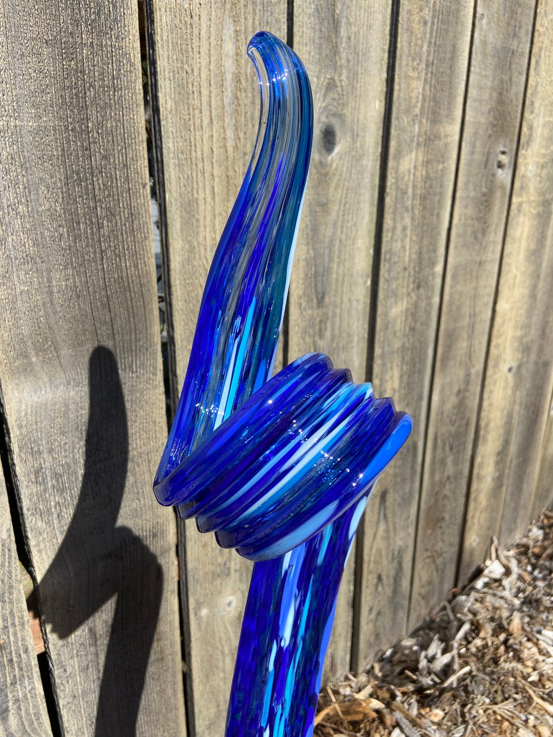 Blown Glass Garden Art Side Curl Father and Son Glass - Etsy