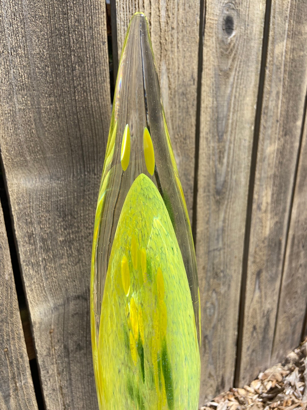 Glass Yard Art, Tall Hollow Spire, Outdoor Glass Garden Art, Father and ...