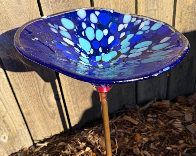 Blown Glass Birdbath, Unique Bird Bath, Garden Art, Father and Son ...