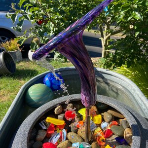 Outdoor Water Fountain Spitter Glass Yard Art Glass Flower - Etsy