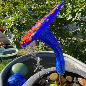 Unique Blown Glass Flower, Water Spitter, Outdoor Fountain, Father and ...