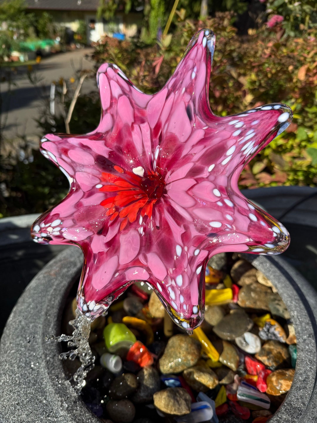 Outdoor Water Fountain Spitter Glass Garden Art Glass Glass Flower - Etsy