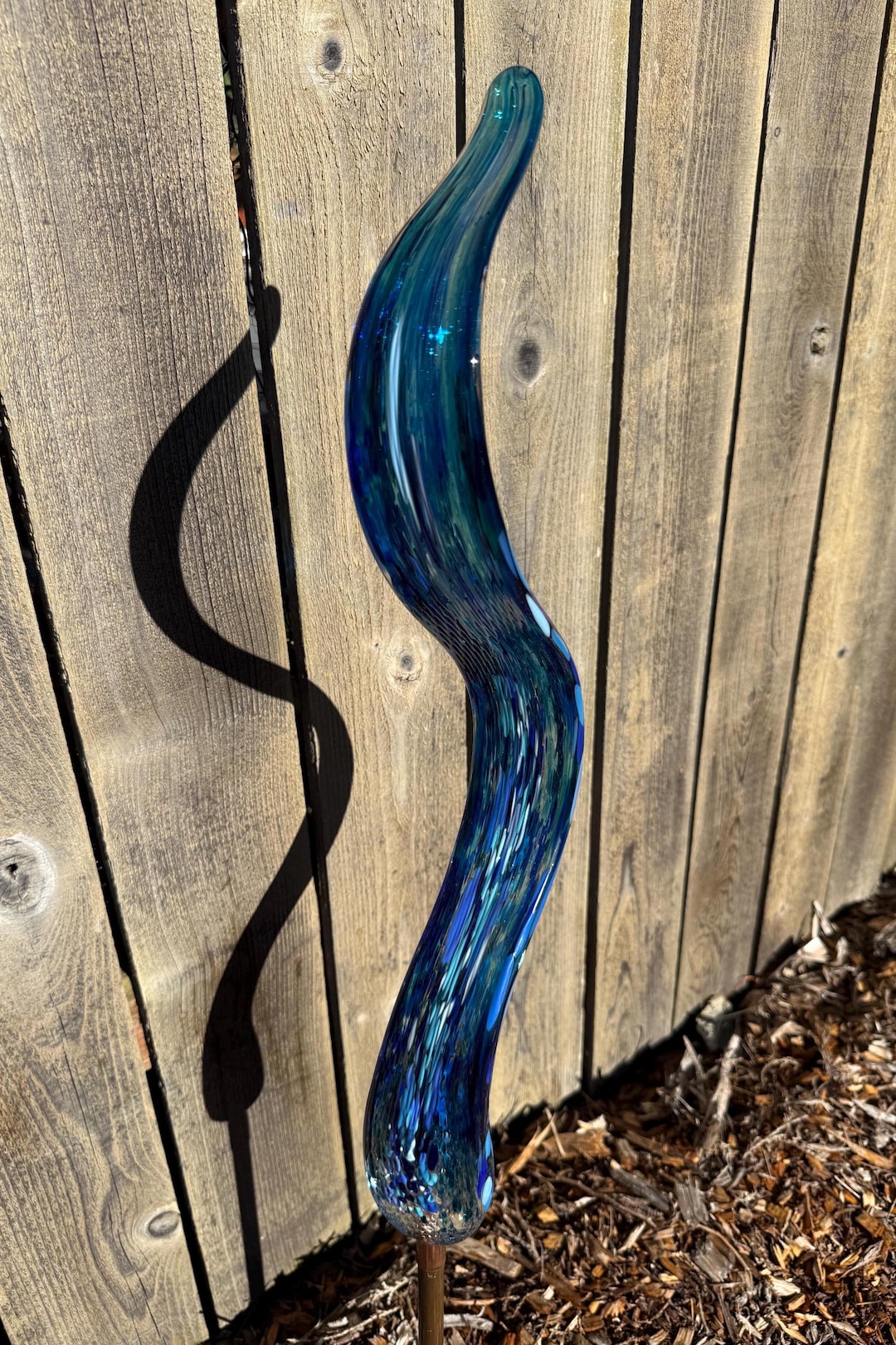 Blown Glass Garden Art, Glass Garden Stakes, Glass Wave, Father and Son ...
