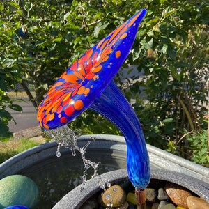 Unique Blown Glass Flower, Water Spitter, Outdoor Fountain, Father and ...