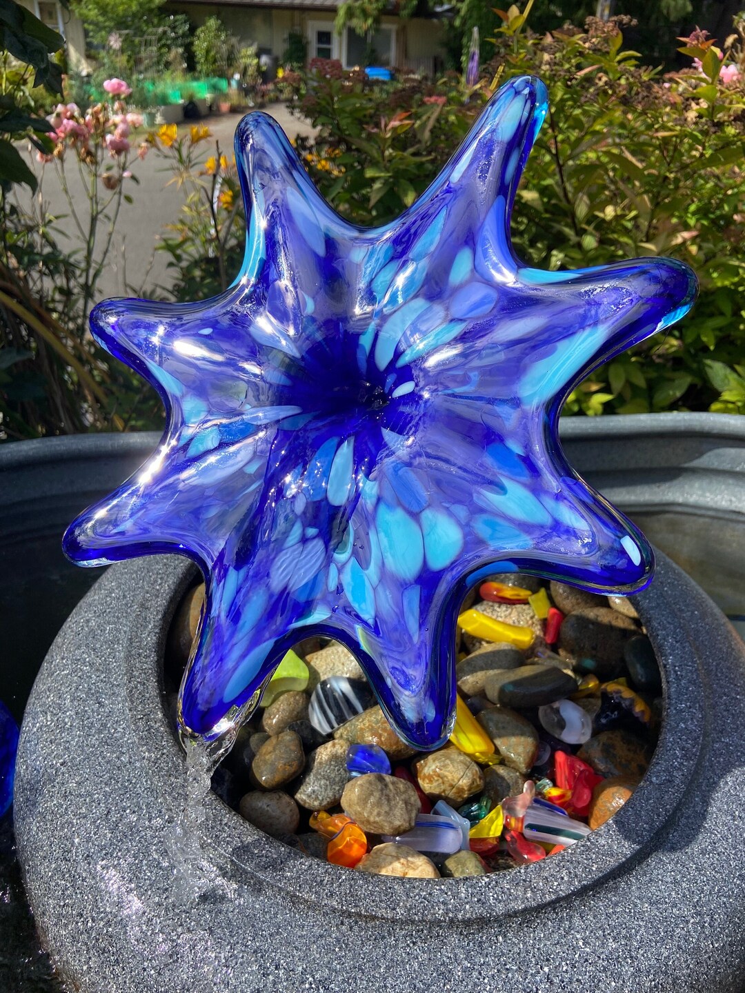 Outdoor Water Fountain Spitter Glass Garden Art Glass Glass Flower - Etsy