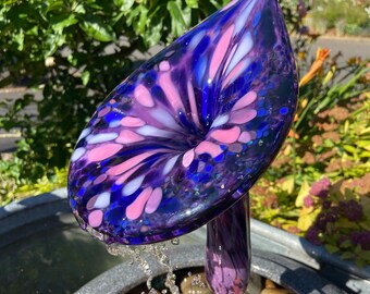 Blown Glass Flower, Glass Garden Art, Outdoor Fountain, Father and Son ...