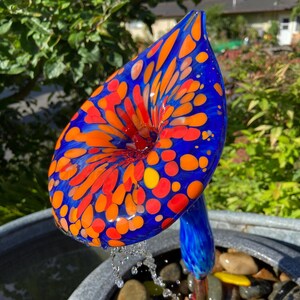 Unique Blown Glass Flower, Water Spitter, Outdoor Fountain, Father and ...