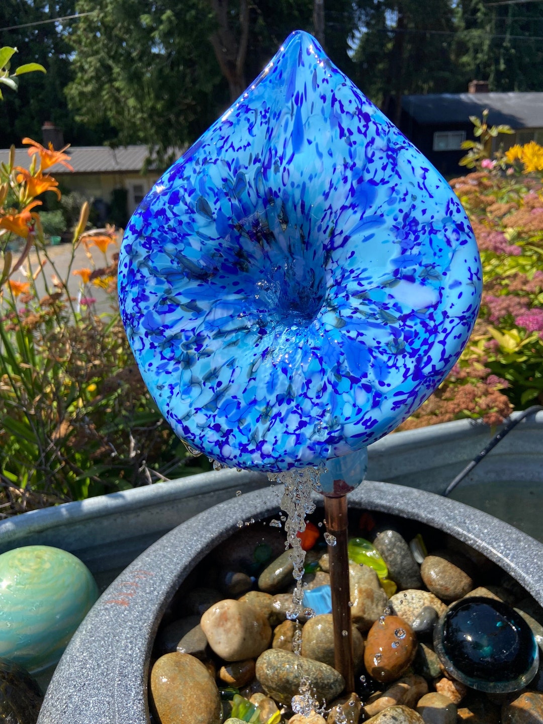 Outdoor Water Fountain Spitter Glass Yard Art - Etsy