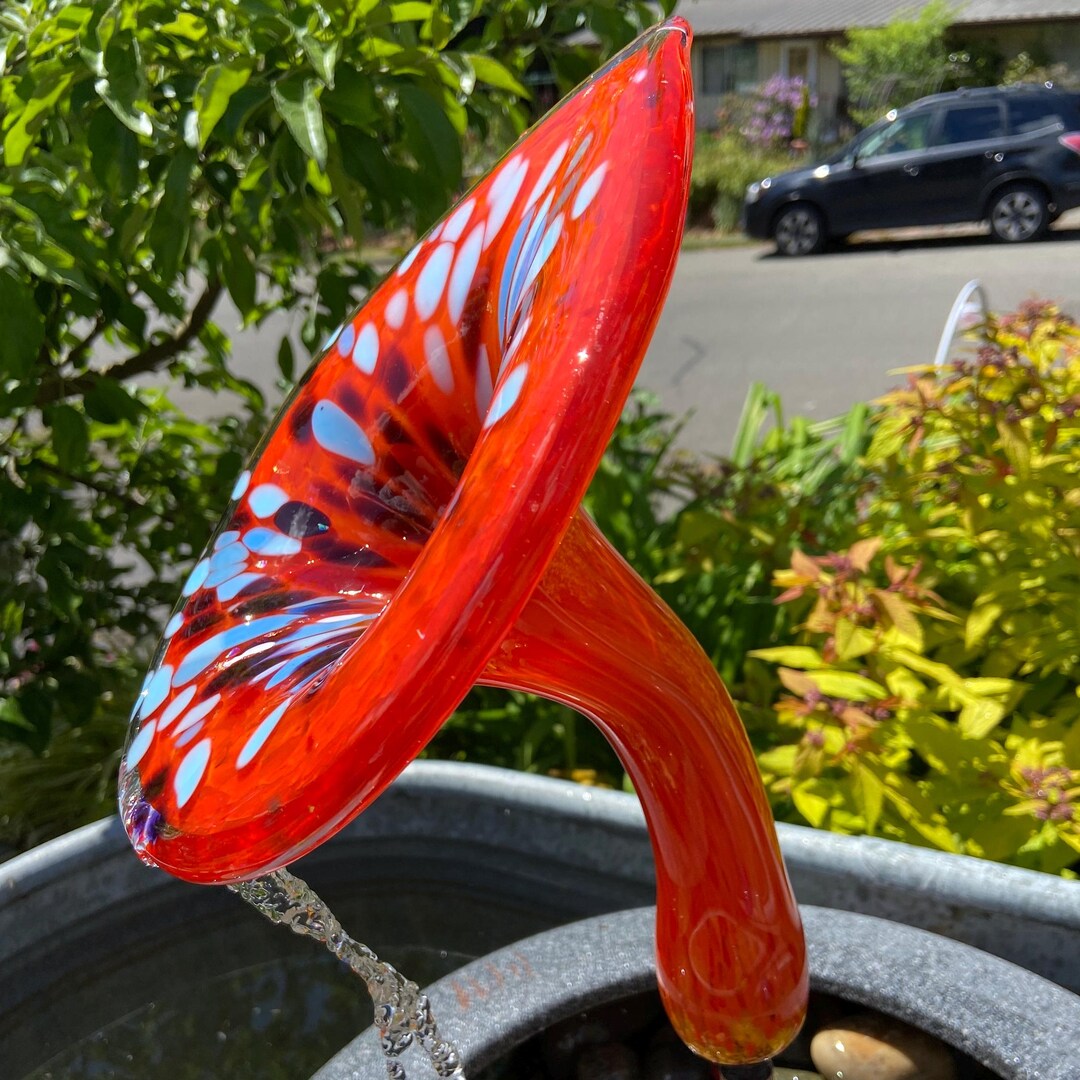 Glass Flower, Water Spitter for Outdoor Fountain, Father and Son Glass ...