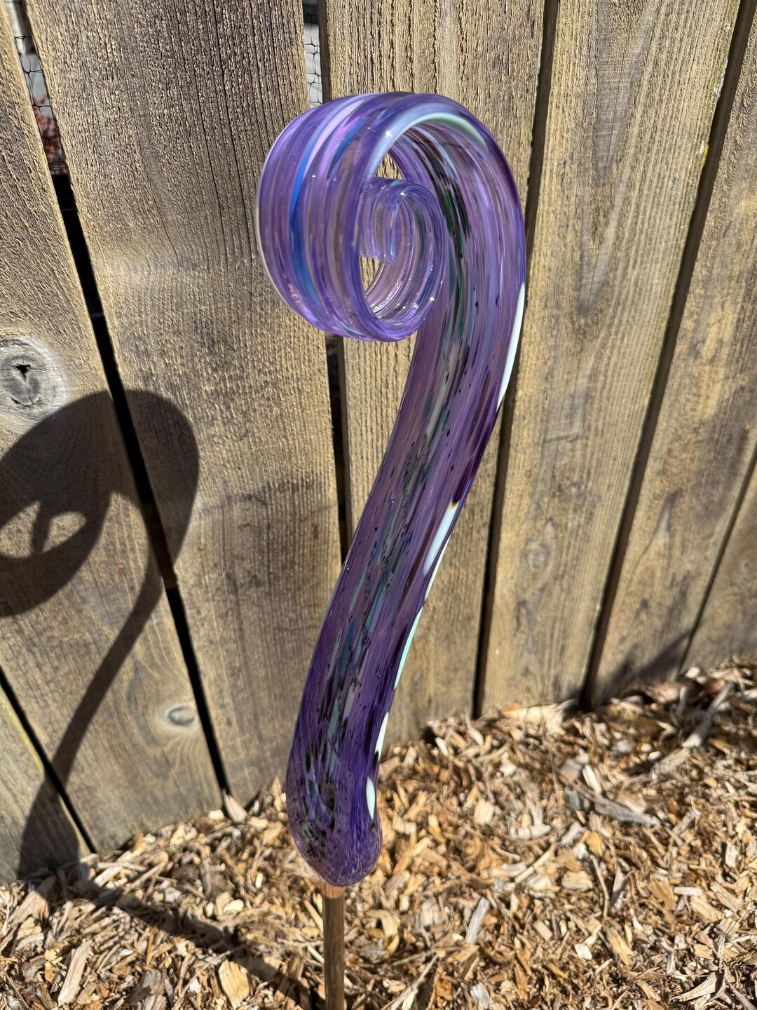 Glass Yard Art, Glass Fiddlehead, Garden Glass Stakes, Dichroic Glass ...