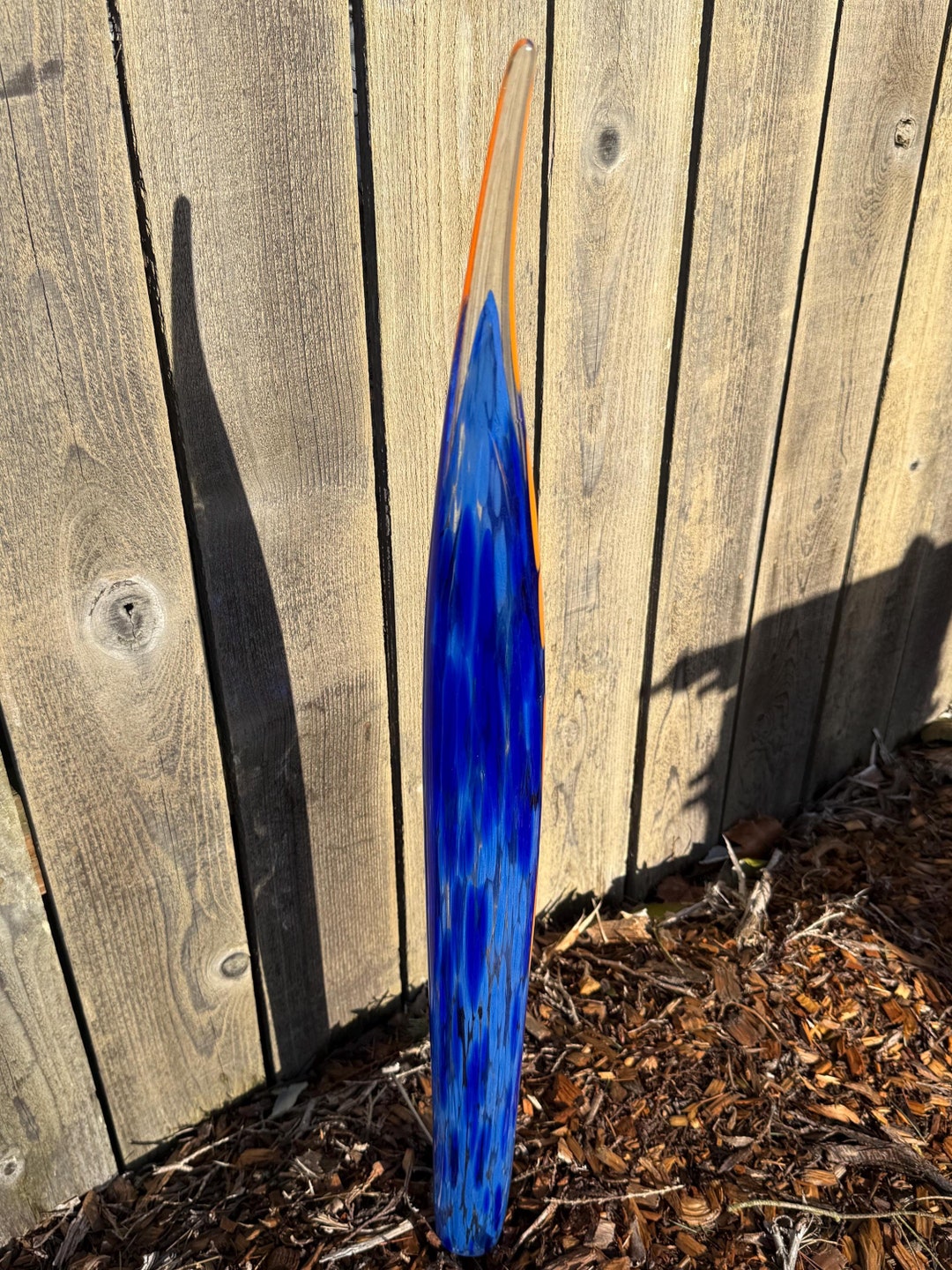 Glass Yard Art, Tall Hollow Glass Spire, Garden Glass, Father and Son ...