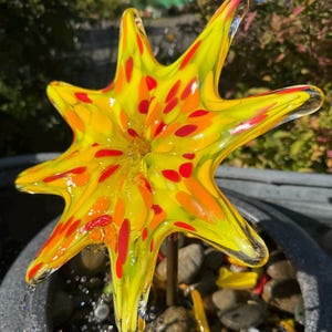 Blown Glass Flower, Outdoor Fountain, Water Spitter, Father and Son ...