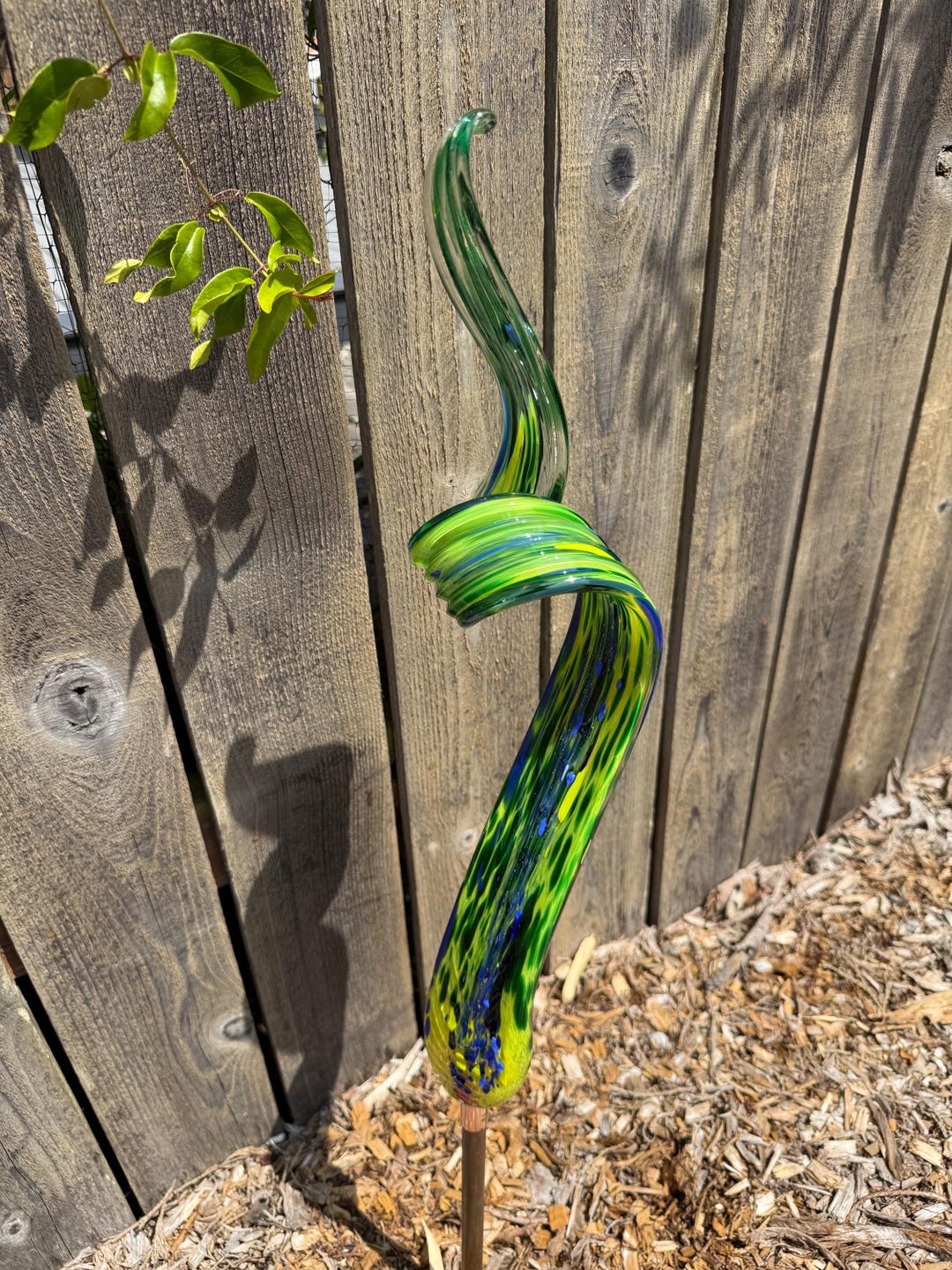 Glass Garden Art, Side Curl Glass Wave, Dichroic Glass, Father and Son ...