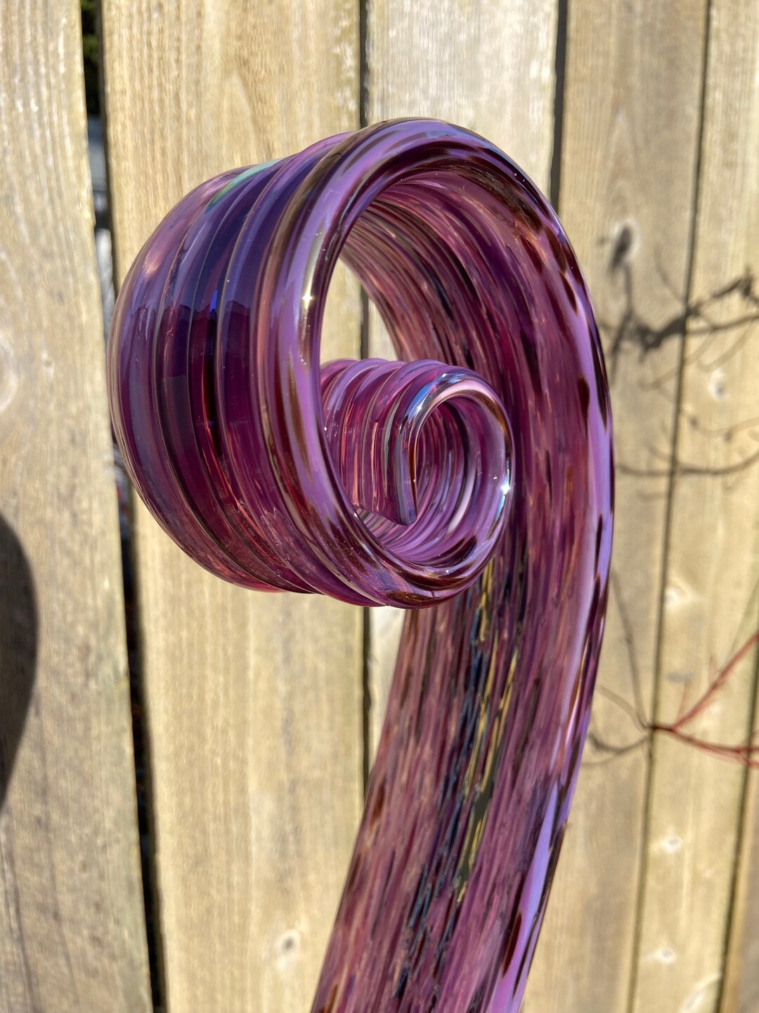 Glass Yard Art Glass Garden Stakes Glass Fiddlehead - Etsy