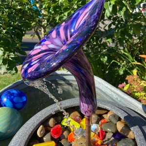Outdoor Water Fountain Spitter Glass Yard Art Glass Flower - Etsy