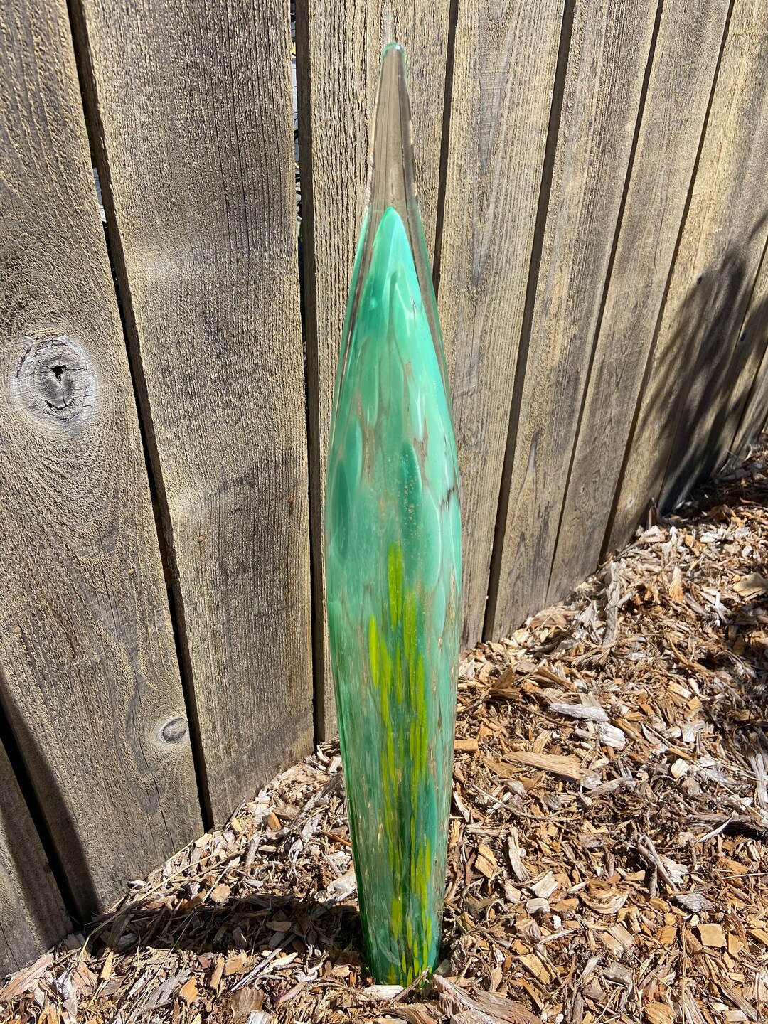 Unique Blown Glass, Tall Hollow Spire, Glass Garden Art, Father and Son ...