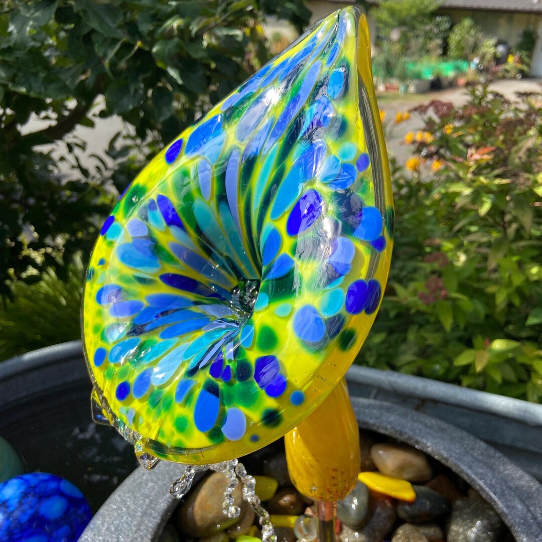Blown Glass Flower, Water Spitter for Outdoor Fountain, Father and Son ...