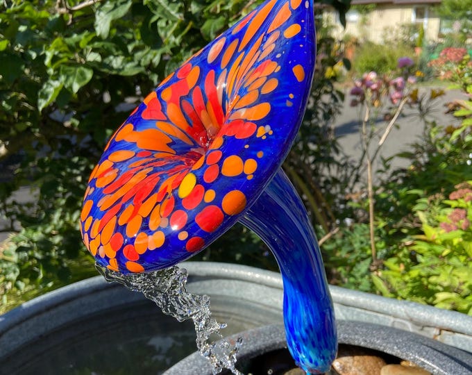 Unique Blown Glass Flower, Water Spitter, Outdoor Fountain, Father and ...