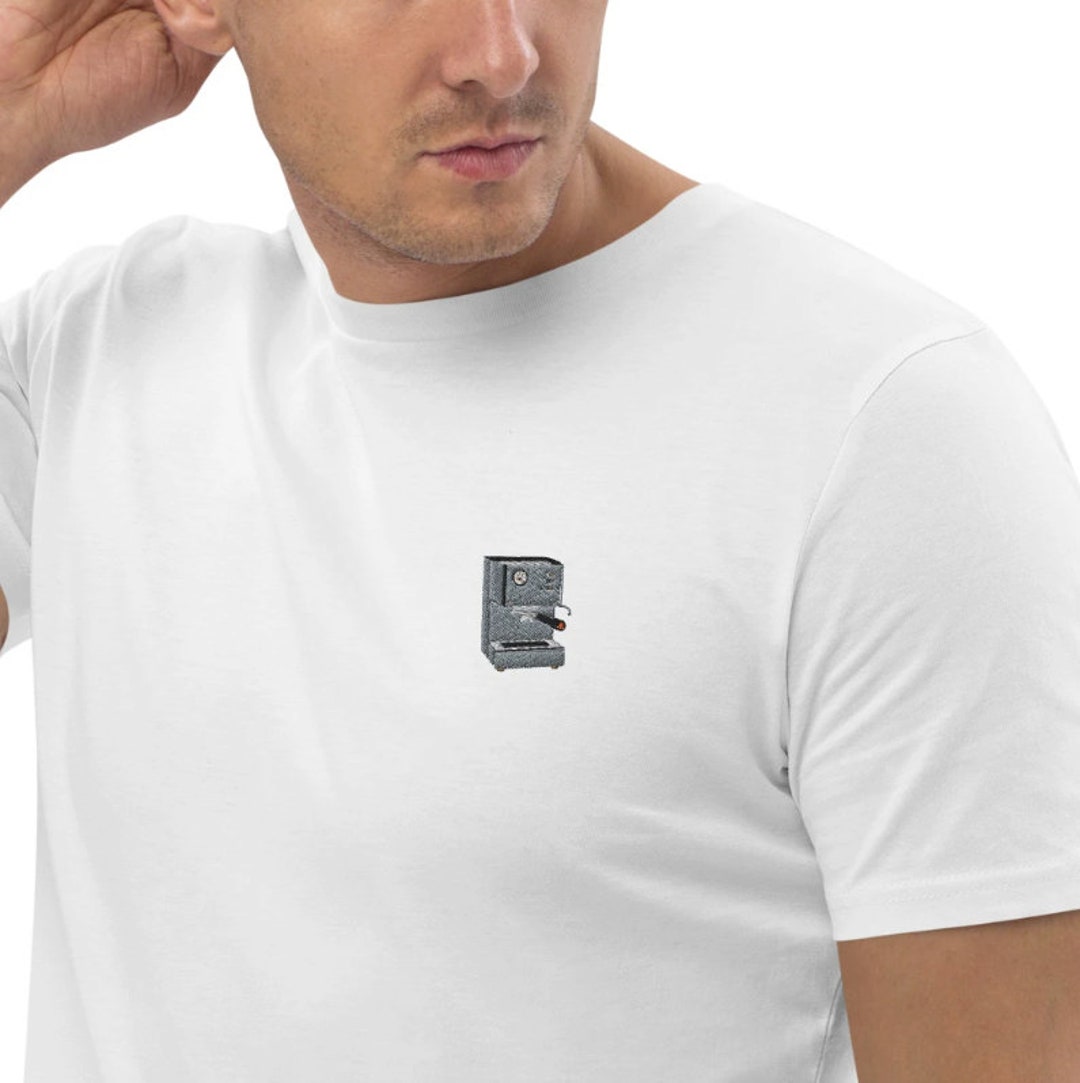 Espresso Machine | Embroidered Organic Cotton T-shirt - Etsy