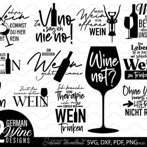 Wein Plotterdatei SVG PNG Wein Sprüche | Trinkende SVG-Bundle | Wein SVG Bündel | Deutsches ...