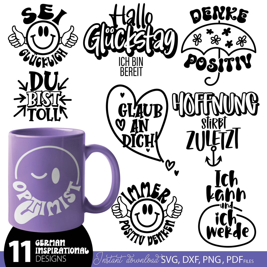 Motivierende Zitate Plotterdatei SVG PNG DXF | Deutsche Plotterdatei positiv Zitate | Deutsche ...