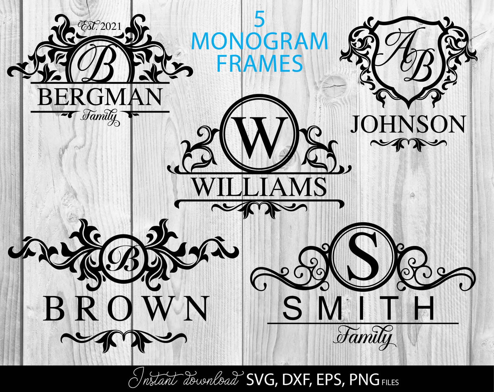 Monogram SVG Bundle Family Name Sign SVG Last Name SVG - Etsy