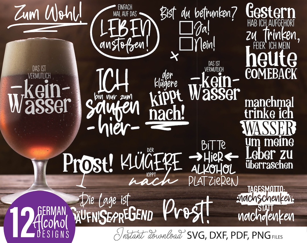 Plotterdatei Sprüche Alkohol Bundle SVG PNG Deutsche Plotterdateien SVG ...