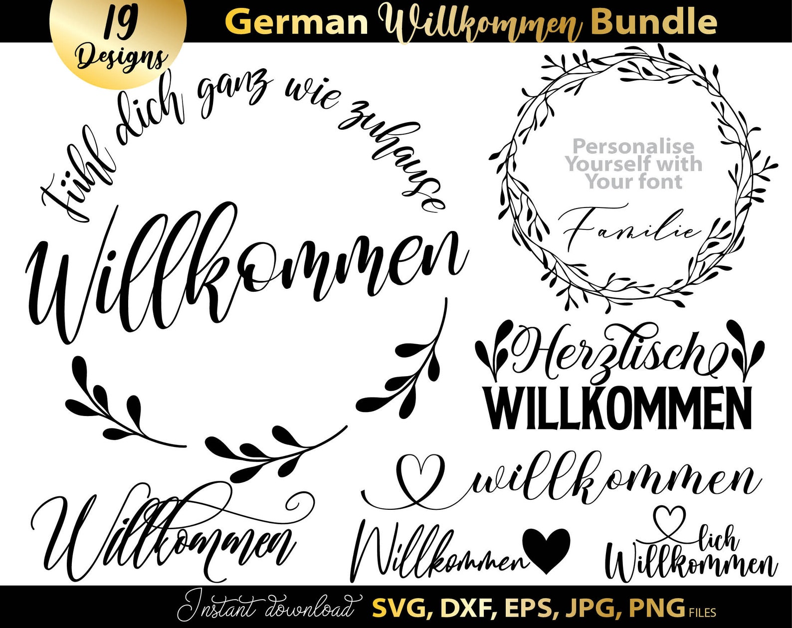 German Willkommen Plotter File Svg Bundle German Welcome to - Etsy