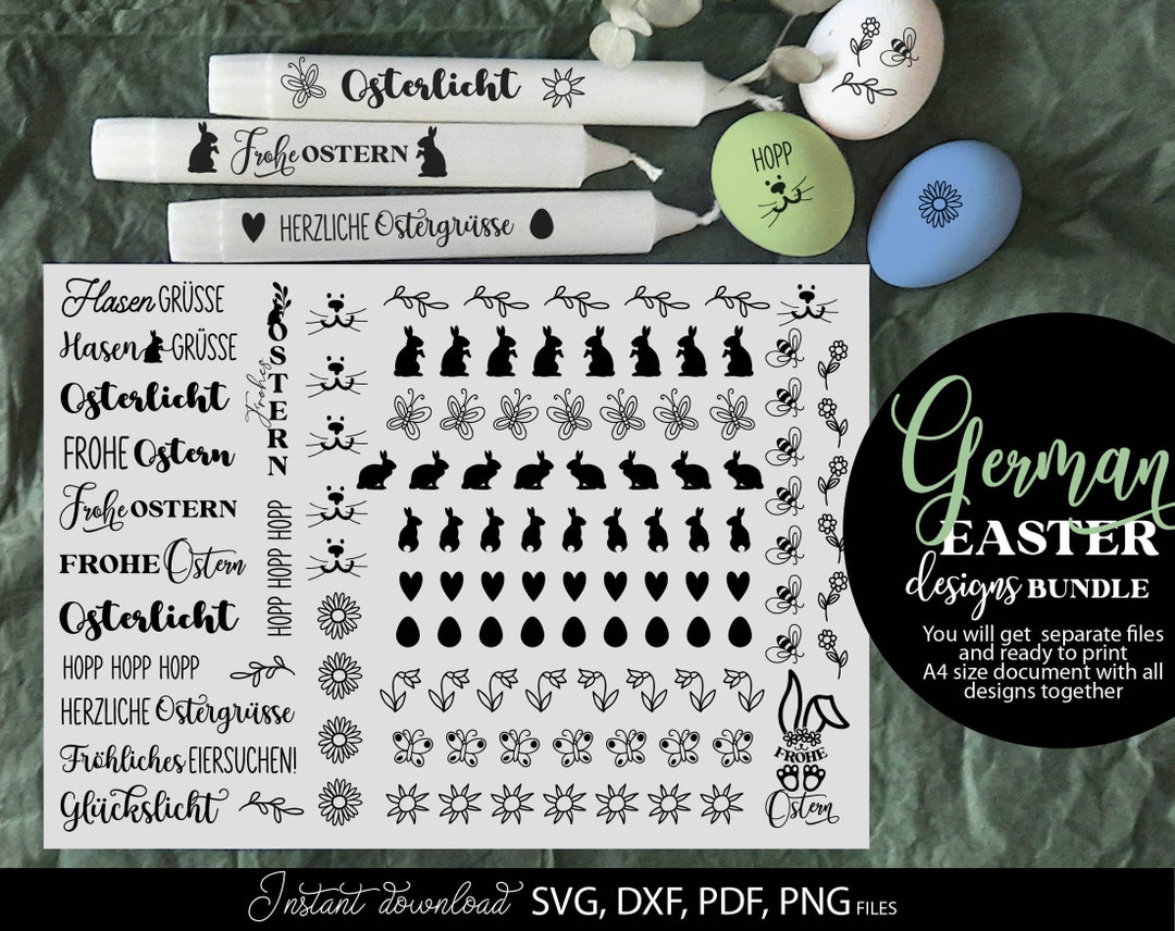 Bundle German Words Ostern SVG PNG PDF | Cut File German Lettering ...