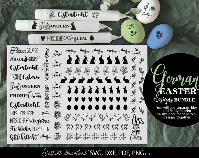 Frohe Ostern PlotterdateiSvg Dxf Png Jpg Pdf Frühling Hase Cricut Hallo ...