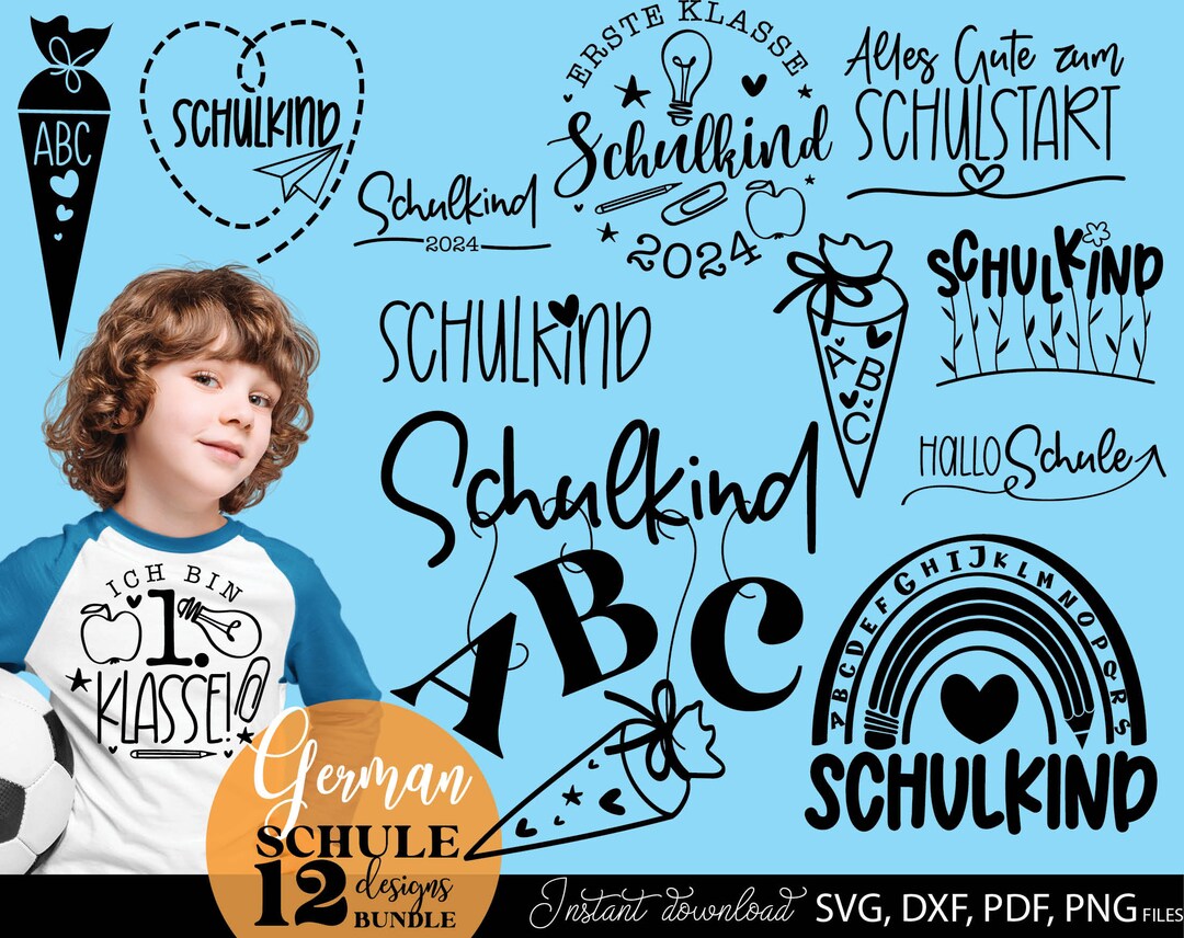 Schulkind Plotterdatei SVG Bundle Schuleinführung Schnittdatei Plotterdatei Schulkind ...
